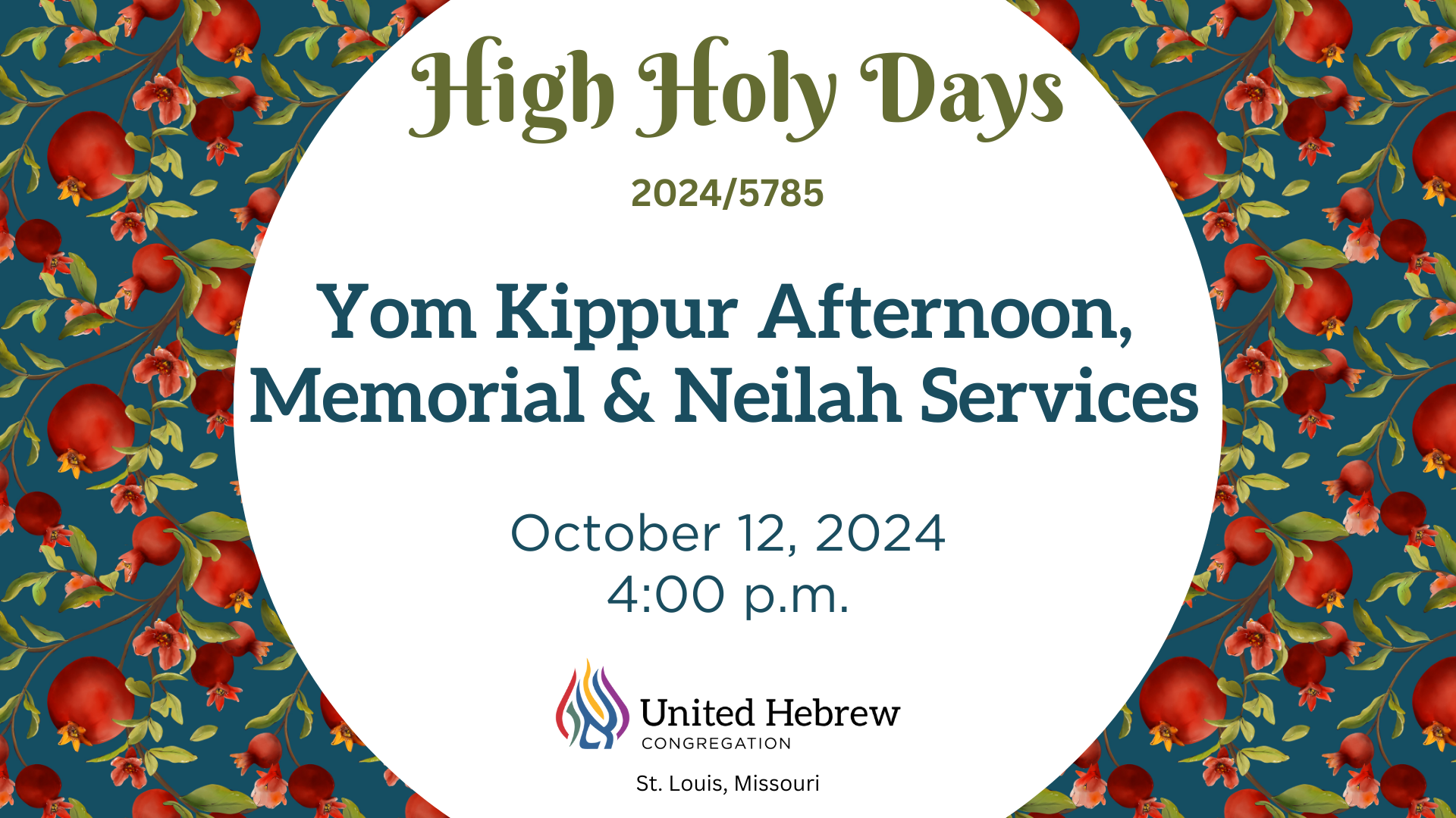 Yom Kippur Afternoon, Memorial & Neilah Services