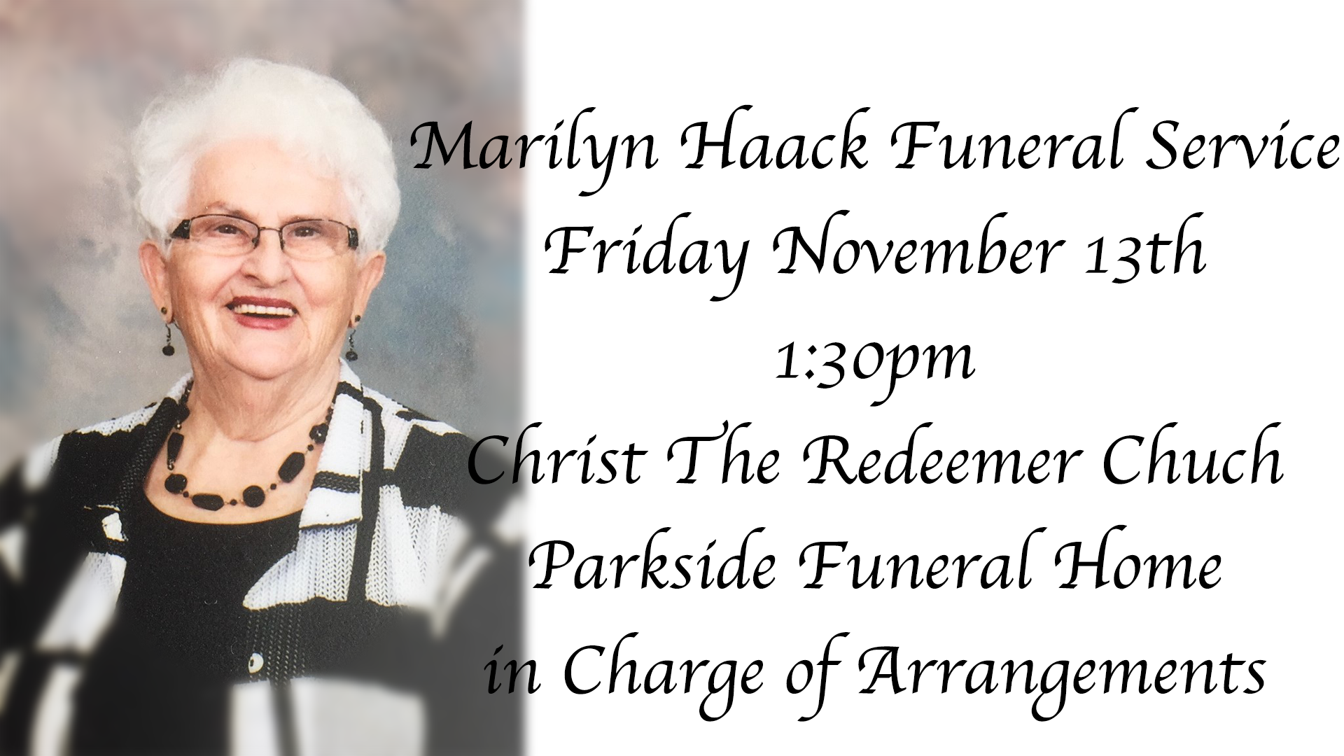 Marilyn Haack Funeral Service
