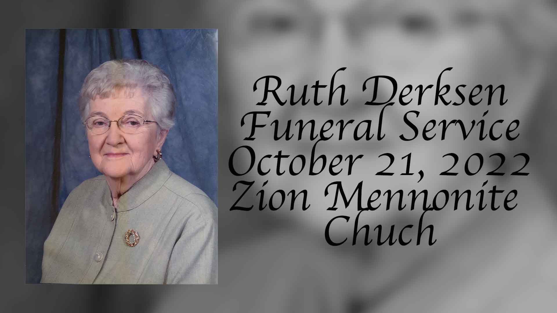Ruth Derksen Funeral Service