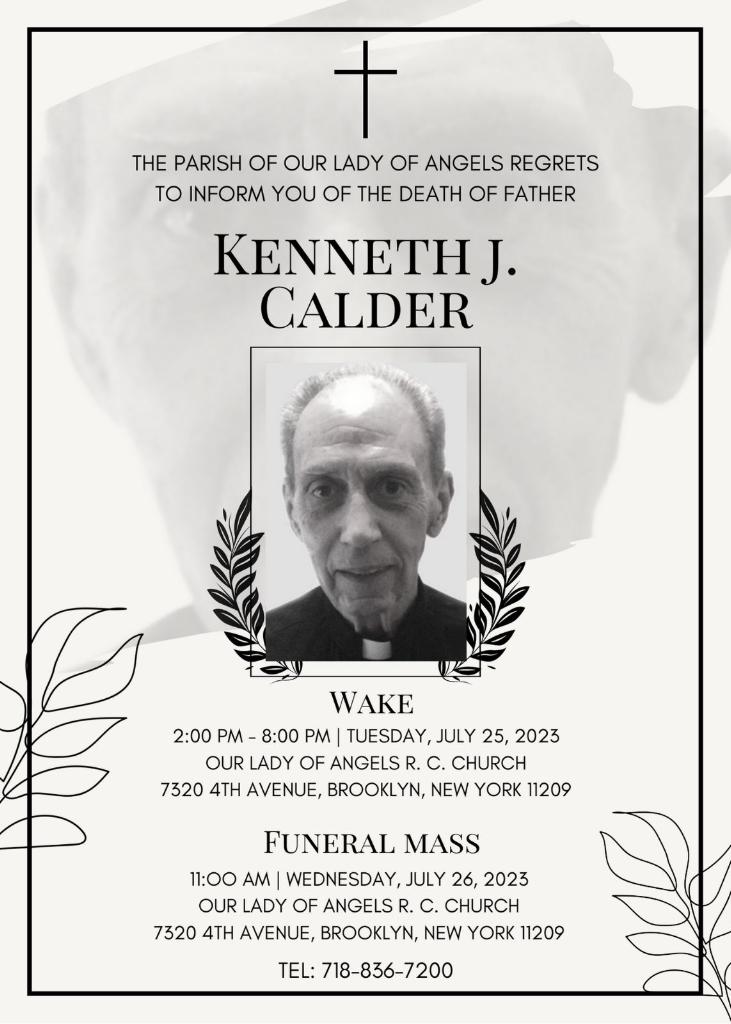 Wake of Rev Fr Kenneth J Calder