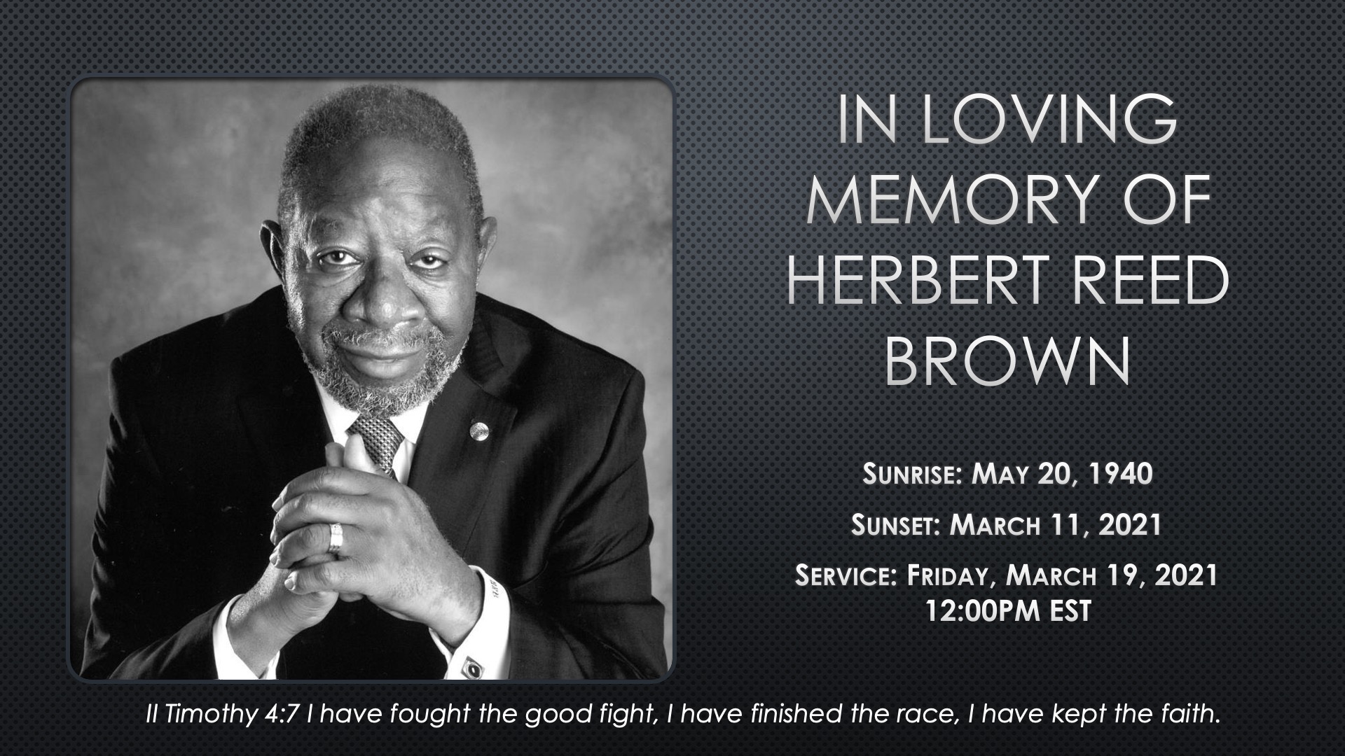 In Loving Memory of Herbert Reed Brown
