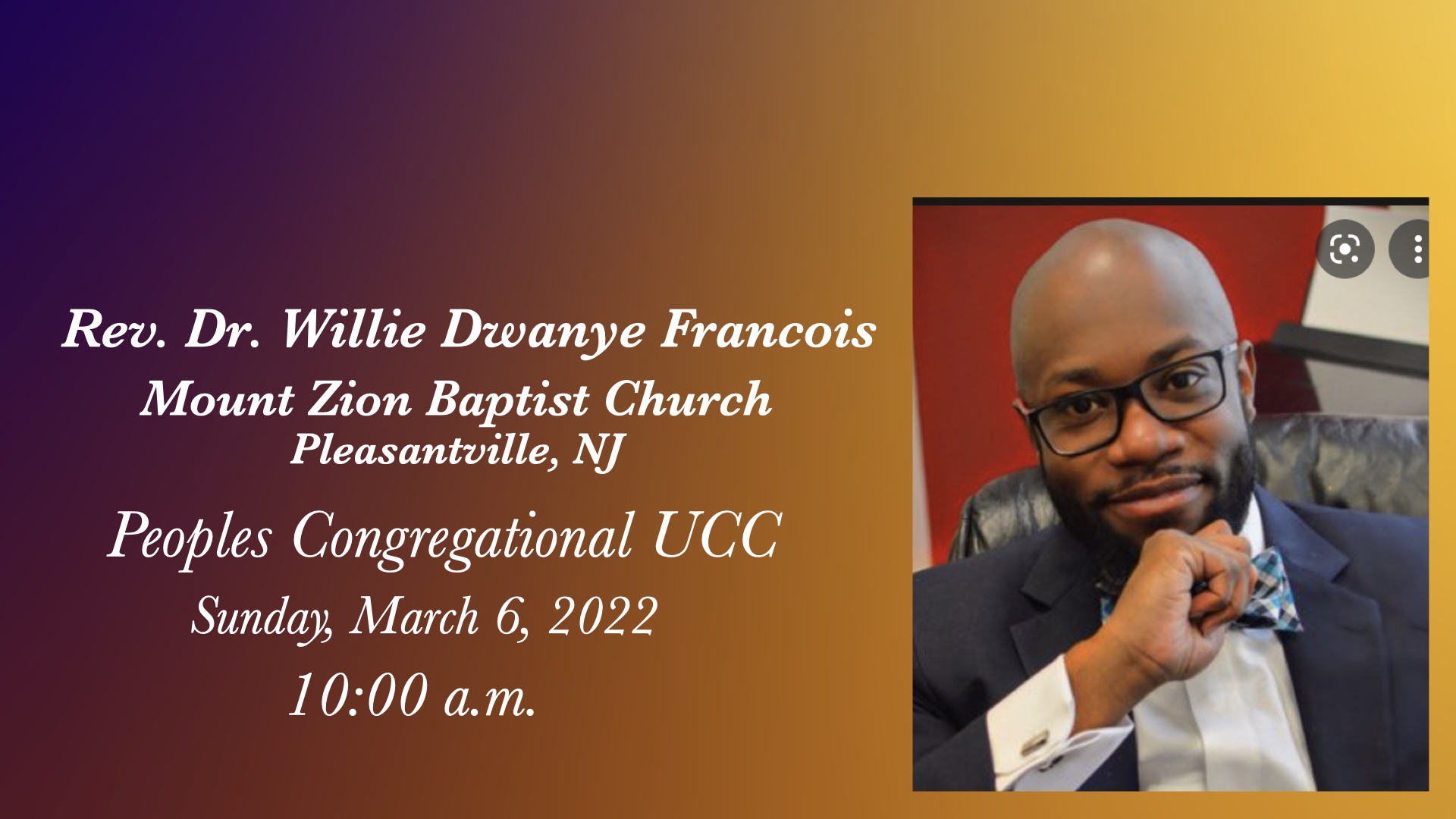 Sunday, March 6, 2022, Rev. Dr. Willie Dwanye Francois, Peoples ...