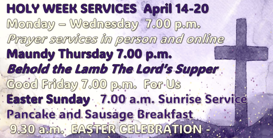Monday - Holy Week Services
