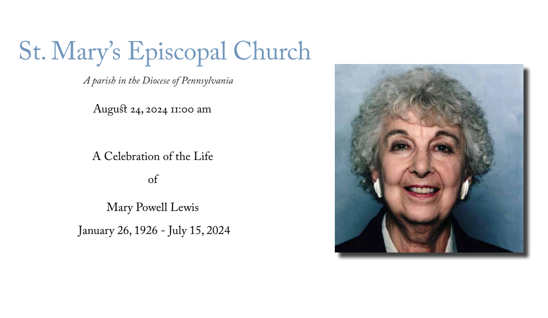 A Celebration of the Life of Mary Powell Lewis