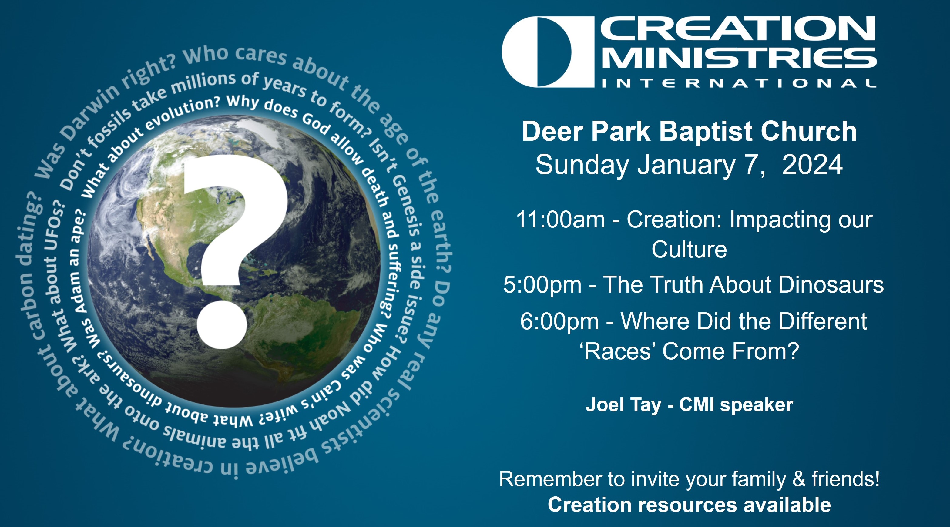 "Creation: Impacting Our Culture"Joel Tay (Creation Ministries ...