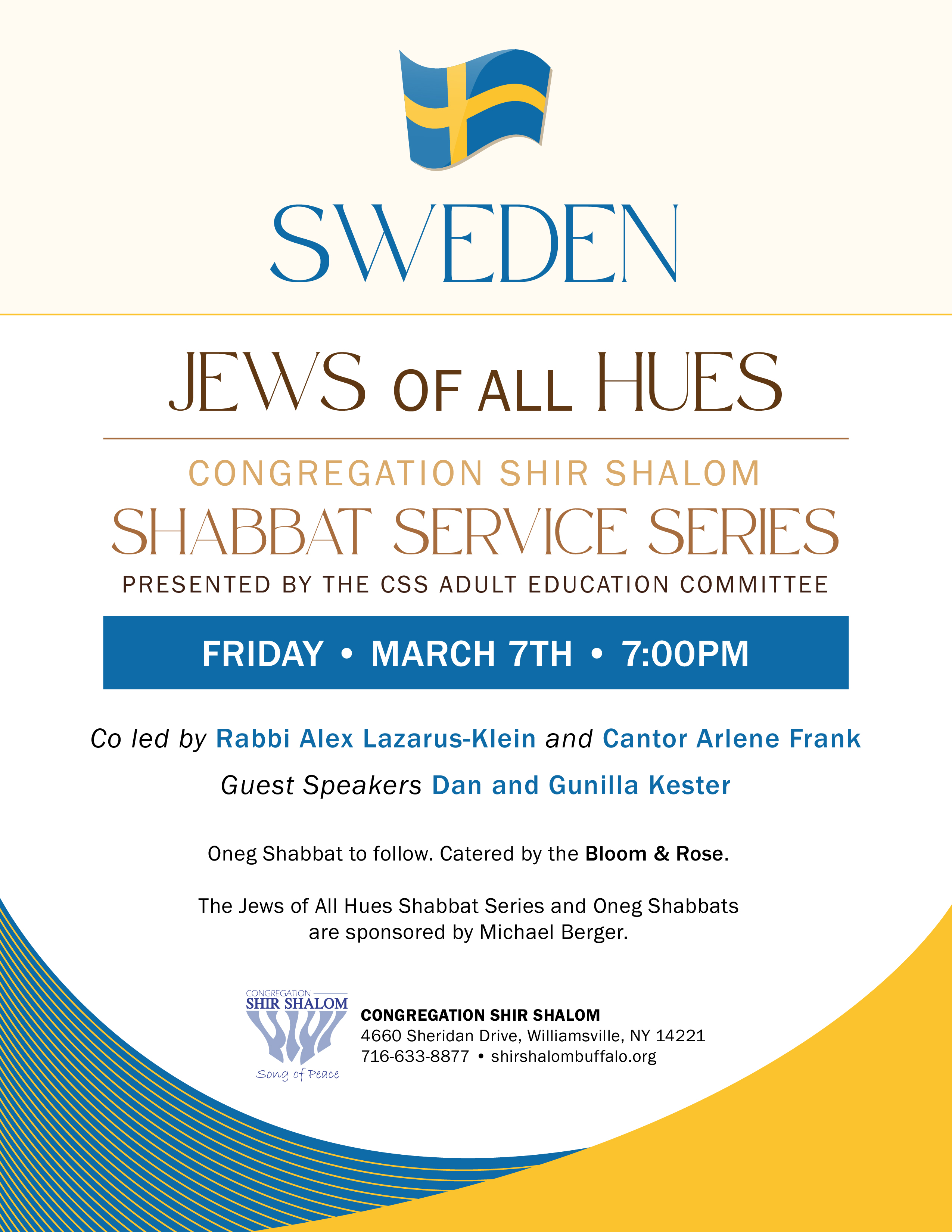 Erev Shabbat Service/Jews of All Hues-Sweden, Friday, March 7, 2025